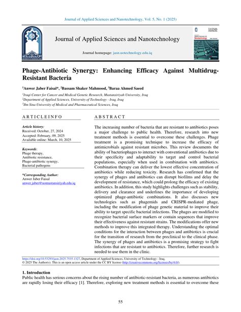 Pdf Phage Antibiotic Synergy Enhancing Efficacy Against Multidrug Resistant Bacteria