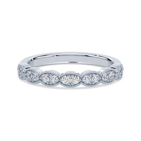 Marquise Lab Diamond Vintage Milgraine Wedding Band Plum Diamonds