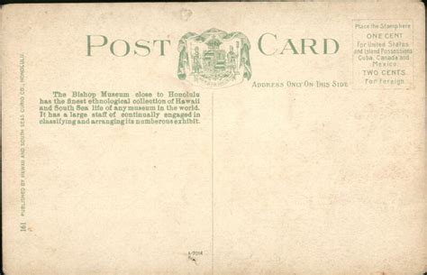 Bishop Museum Honolulu Hawaii Postcard
