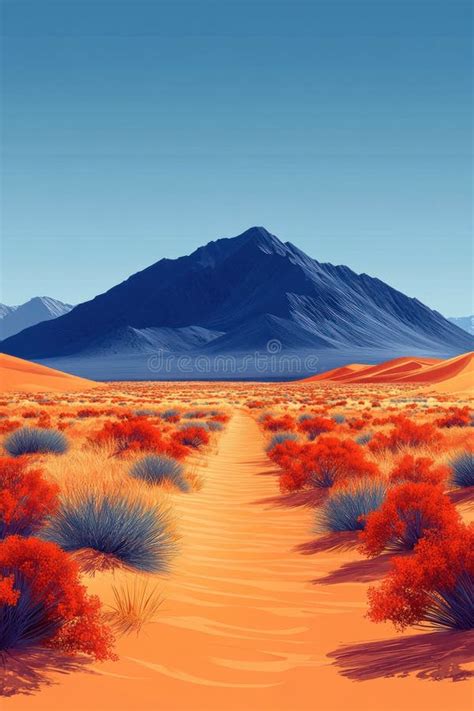 Endless Horizon Minimalist Desert Landscape Stock Illustration