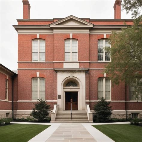 Vintage Schoolhouse Exterior Beautifully Preserved With Classical Architecture And Historical