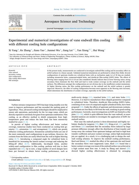 Pdf Experimental And Numerical Investigations Of Vane Endwall Film