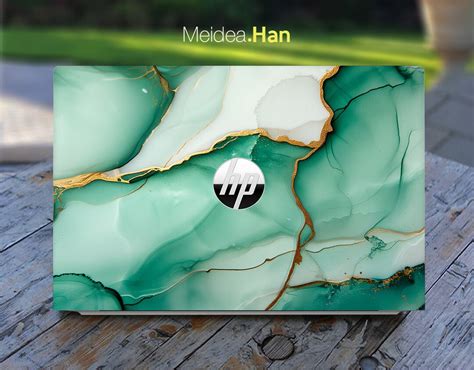 Laptop Skin Hp Spectre Decals Personalization Customizable Design Green Marble Texture For