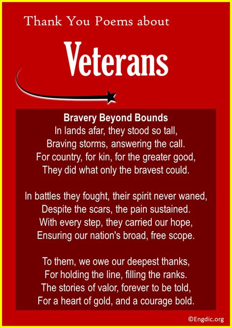 Top 10 Thank You Poems About Veterans Poems For Veterans Day Thank