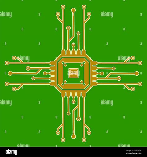 Flat Microelectronics Circuits Circuit Board Vector Green Background Stock Vector Image And Art