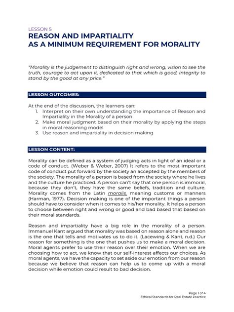 Lesson 6 Reason And Impartiality As A Minimum Requirement For