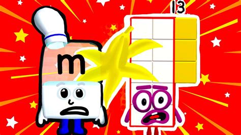 Numberblocks Alphablocks Crossover M And 13 Youtube