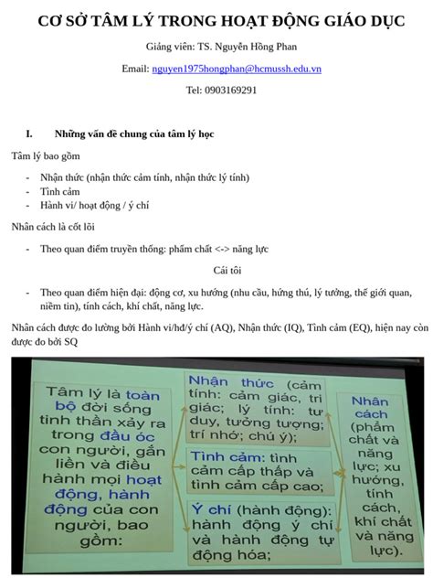 Cơ S Tâm Lý Trong Ho T Đ NG Giáo D C | PDF