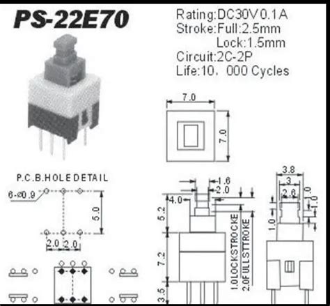 7x7 Push Button Switch Dip Pin Push Button Self Locking 41 Off