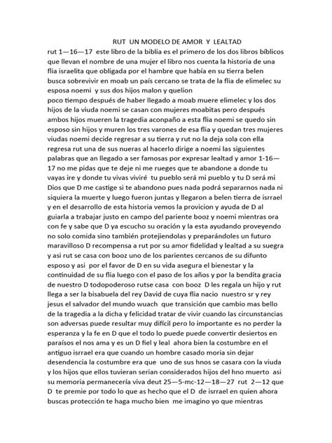 Rut Un Modelo De Amor Y Lealtad Rut 1 Pdf Rut Figura Bíblica