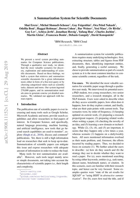 A Summarization System For Scientific Documents Deepai