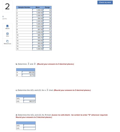 Solved B ﻿determine Bar X‾ ﻿and Bar R Round Your