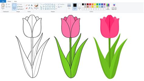 How To Draw Flowers In Ms Paint Step By Step Tutorial