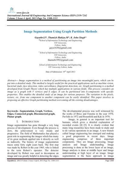Image Segmentation Using Graph Partition Methods Ijecs