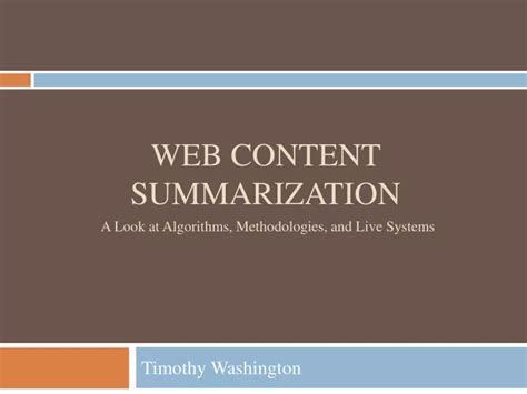 Ppt Web Content Summarization Powerpoint Presentation Free Download Id3817521