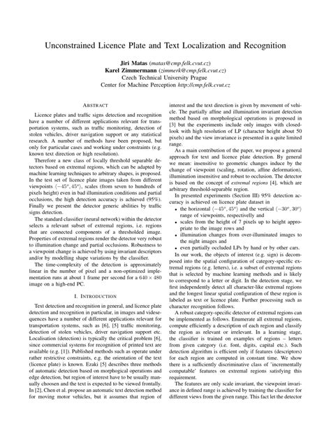 pdf unconstrained licence plate and text localization and recognition