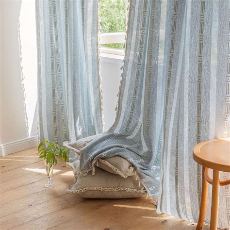 Bclbuste Blue Boho Curtains 84 Inches Long 2 Panels For Living Room