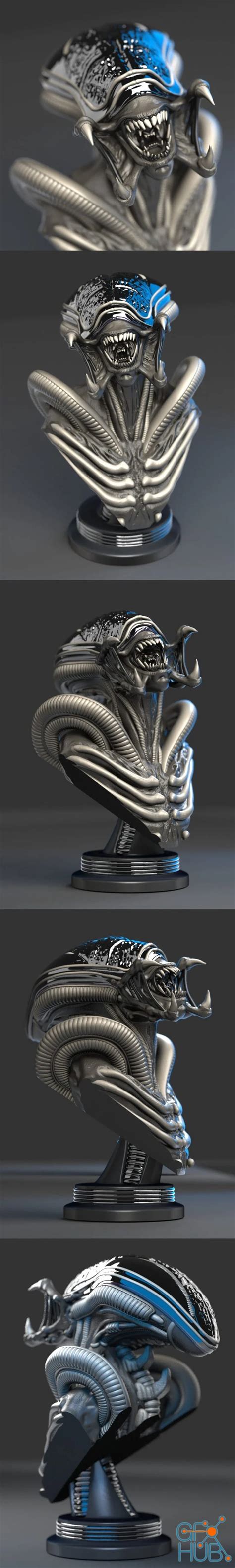 3d Print Model Alien Inspired Xenomorph Bust Printable 111810