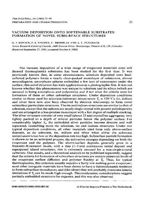Pdf Vacuum Deposition Onto Softenable Substrates Formation Of Novel
