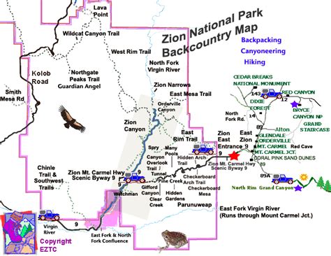 Zion National Park Map Zion Shaded Relief Map Muir Way