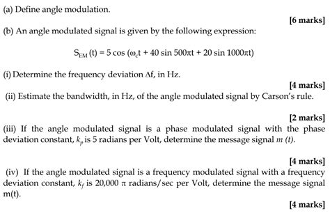 Solved A Define Angle Modulation [6 Marks] B An Angle