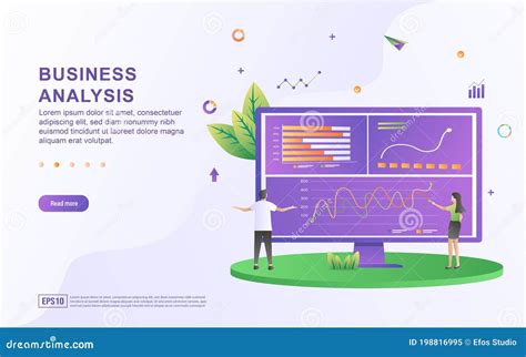 Illustration Concept Of Business Analysis With Graphics On A Computer