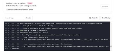 Deploying Error Render