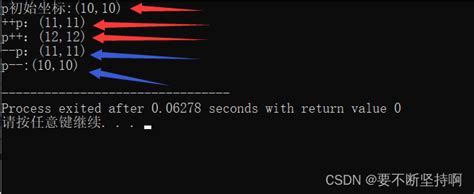c 实例 定义point类，有坐标x y两个成员变量，对point类重载“ ”、“ ”运算符，实现对坐标值的改变