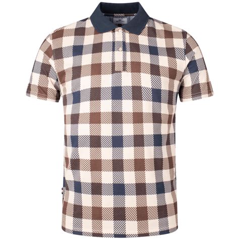 Aquascutum Macro Check Navy Polo Shirt Clothing From N22 Menswear UK