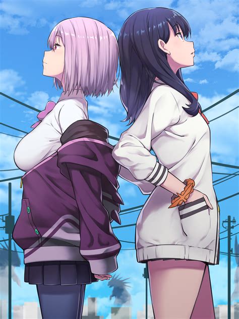 Takarada Rikka Looking Into The Distance Illustration Sky Fan Art Schoolgirl Dark Hair