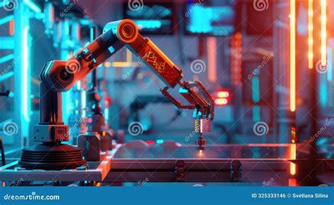 Futuristic Lab Environment With Neon Lights Featuring A Robotic Arm Generating A Visual