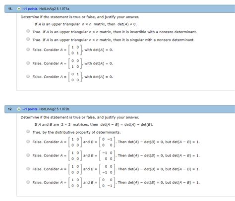 Solved 11 1 Points Holtlinalg2 5 1 071a Determine If The