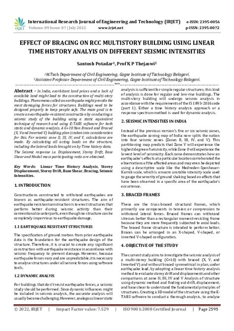 Pdf Effect Of Bracing On Rcc Multistory Building Using Linear Time