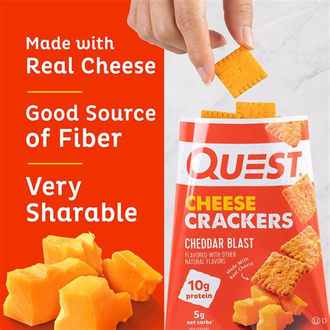 Quest Nutrition Cheese Crackers Cheddar Blast High Protein Low Carb Made With Real Cheese