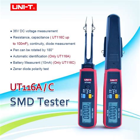 UNI-T UT116A UT116C SMD Tester Multimeter Auto Range Resistance ...