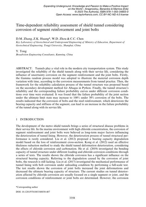 Pdf Time Dependent Reliability Assessment Of Shield Tunnel Considering Corrosion Of Segment