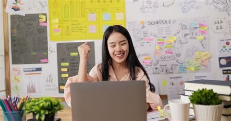 Asian Woman Success At The Task Stock Video At Vecteezy