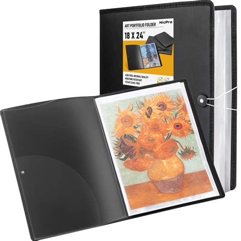 Nicpro 18x24 Large Art Portfolio Folder 30 Pockets Display 60 Pages Artist Portfolio Folder