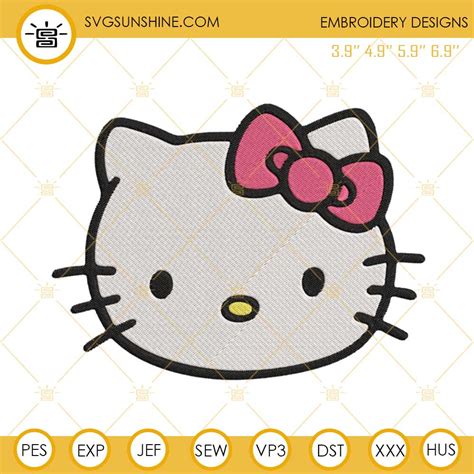 Hello Kitty Face Embroidery Design