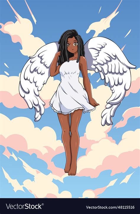 Black Angel Anime Girl Royalty Free Vector Image
