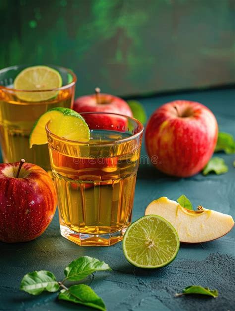 Apple Cider With Lime And Apples Stock Image Image Of Sliced Harvest
