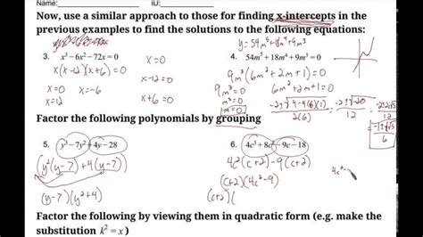 Solving Polynomial Equations By Factoring Worksheet Printable Pdf