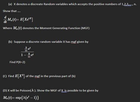 Solved A X Denotes A Discreate Random Variables Which Chegg