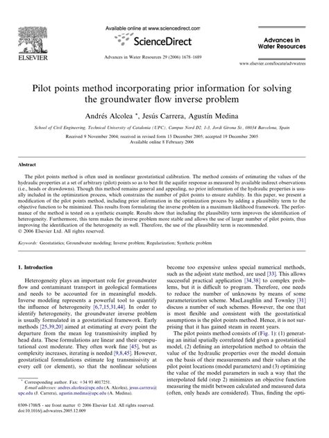 Pdf Pilot Points Method Incorporating Prior Information For Solving