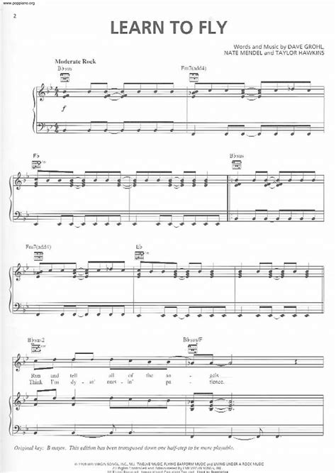 Foo Fighters Learn To Fly Sheet Music Pdf Free Score Download ★