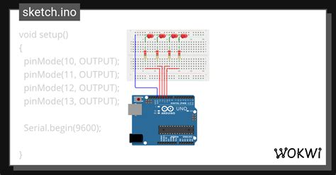 Code2 Faire Clignoter 4 Leds Wokwi Esp32 Stm32 Arduino Simulator