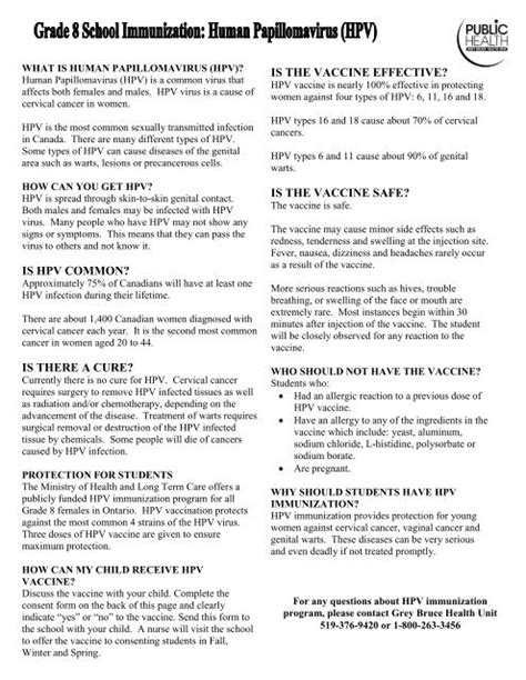 Hpv Vaccine Consent Form Grey Bruce Health Unit
