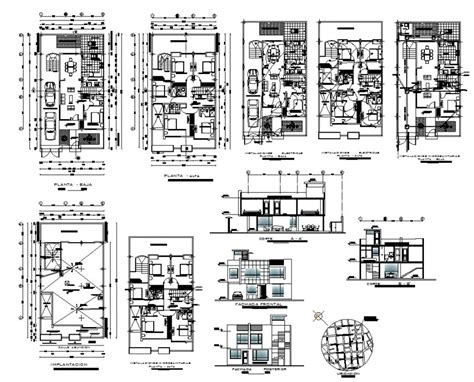 Residential House Plan Elevation And Section Detail Cad Structural Block Layout Autocad File