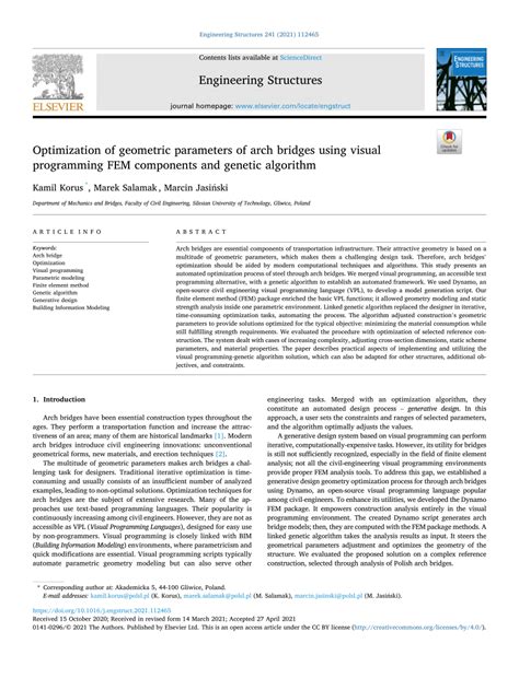 pdf optimization of geometric parameters of arch bridges using visual