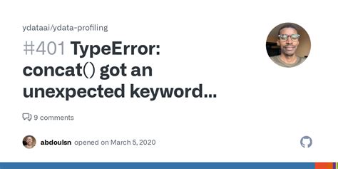 Typeerror Concat Got An Unexpected Keyword Argument Joinaxes · Issue 401 · Ydataaiydata